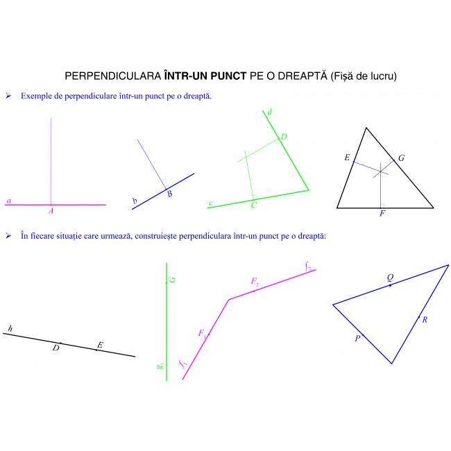 Drepte, semidrepte si segmente - fise de lucru