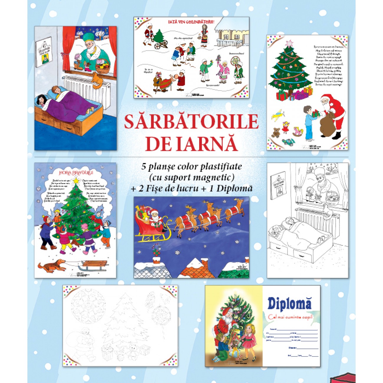 Set A4 SARBATORI DE IARNA, (5 planse plastifiate si cu 2 benzi ...