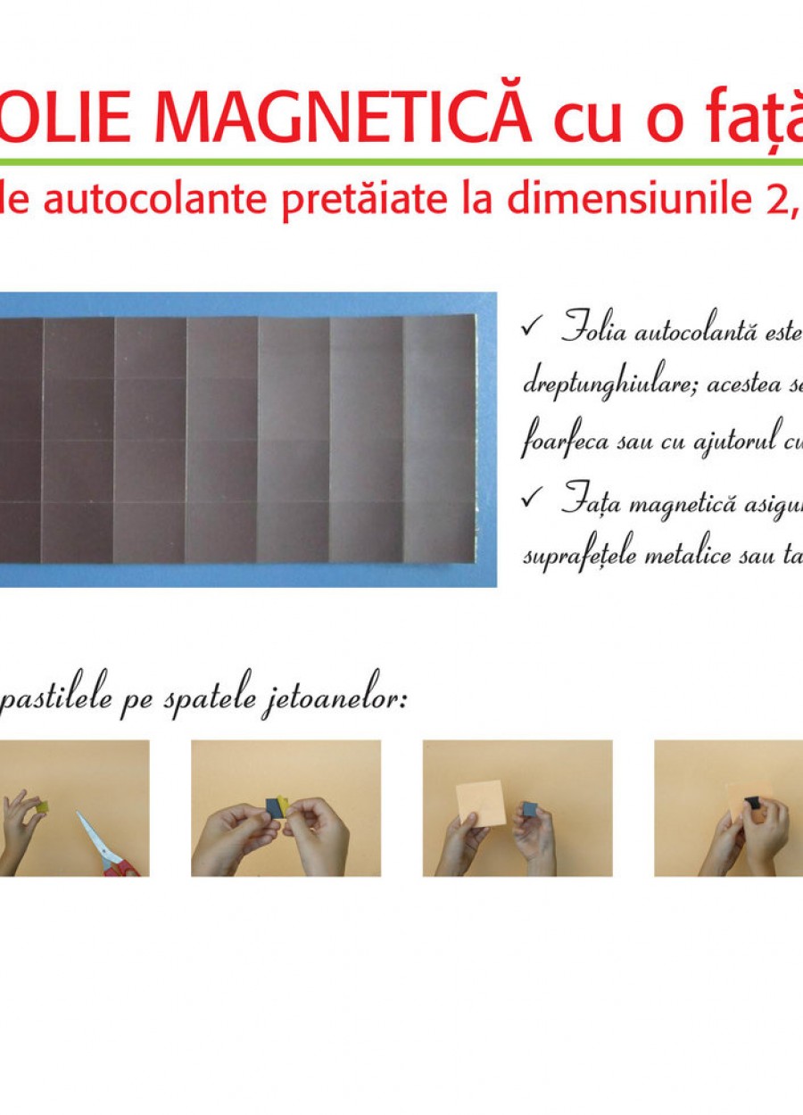 Pastile folie magnetica cu o fata adeziva dreptunghiulare